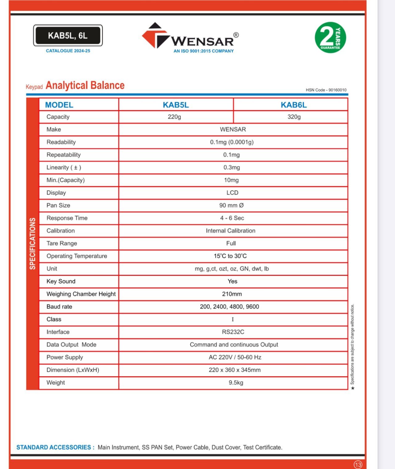 Wensar WeighTAJ KAB5L 220g-0.0001g(0.1mg)(4digit) Electro Magnet Based ...